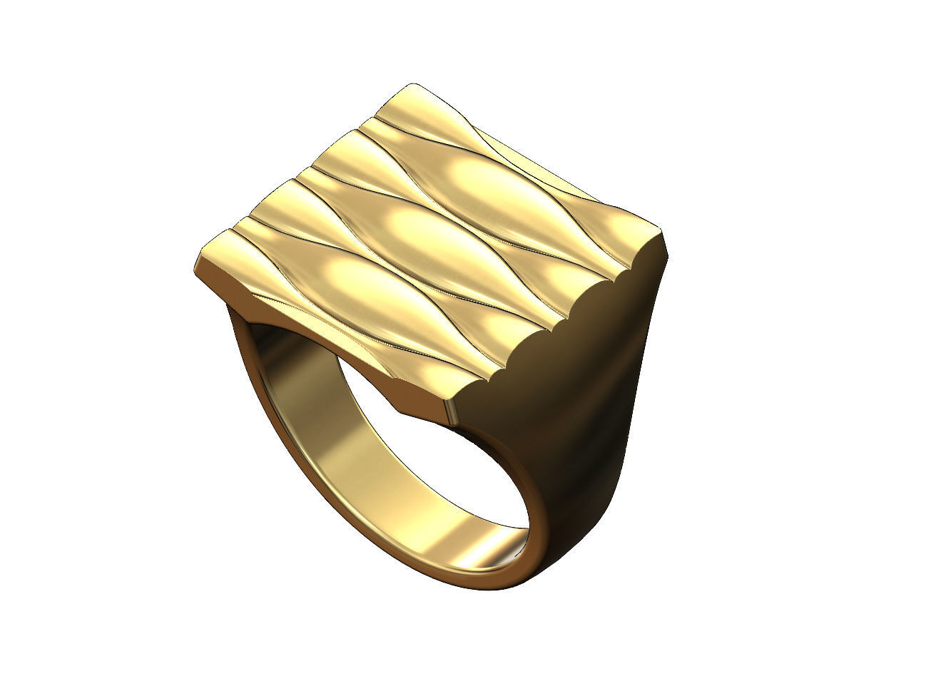 Chunky wave pattern square statemnt ring 3D model 3D printable | CGTrader