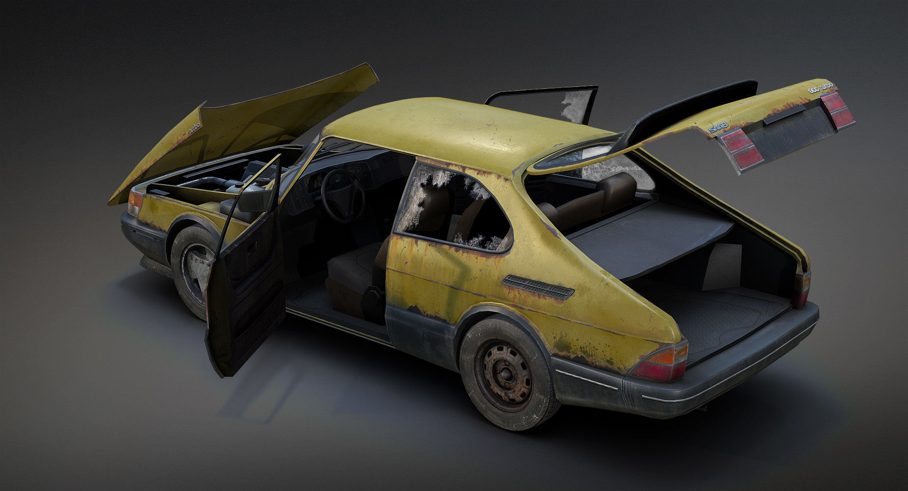 3D model Saab 900 Turbo Rusty VR / AR / low-poly | CGTrader
