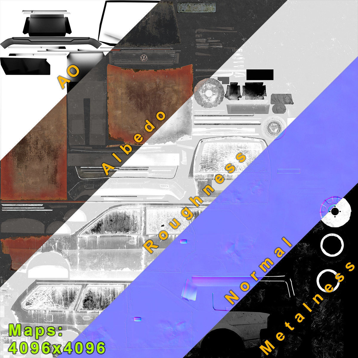 3D model Volkswagen Passat Rusty VR / AR / low-poly | CGTrader