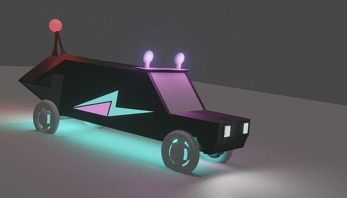 3D model FUTURE NEON CAR with neon lights No copyright VR / AR / low ...