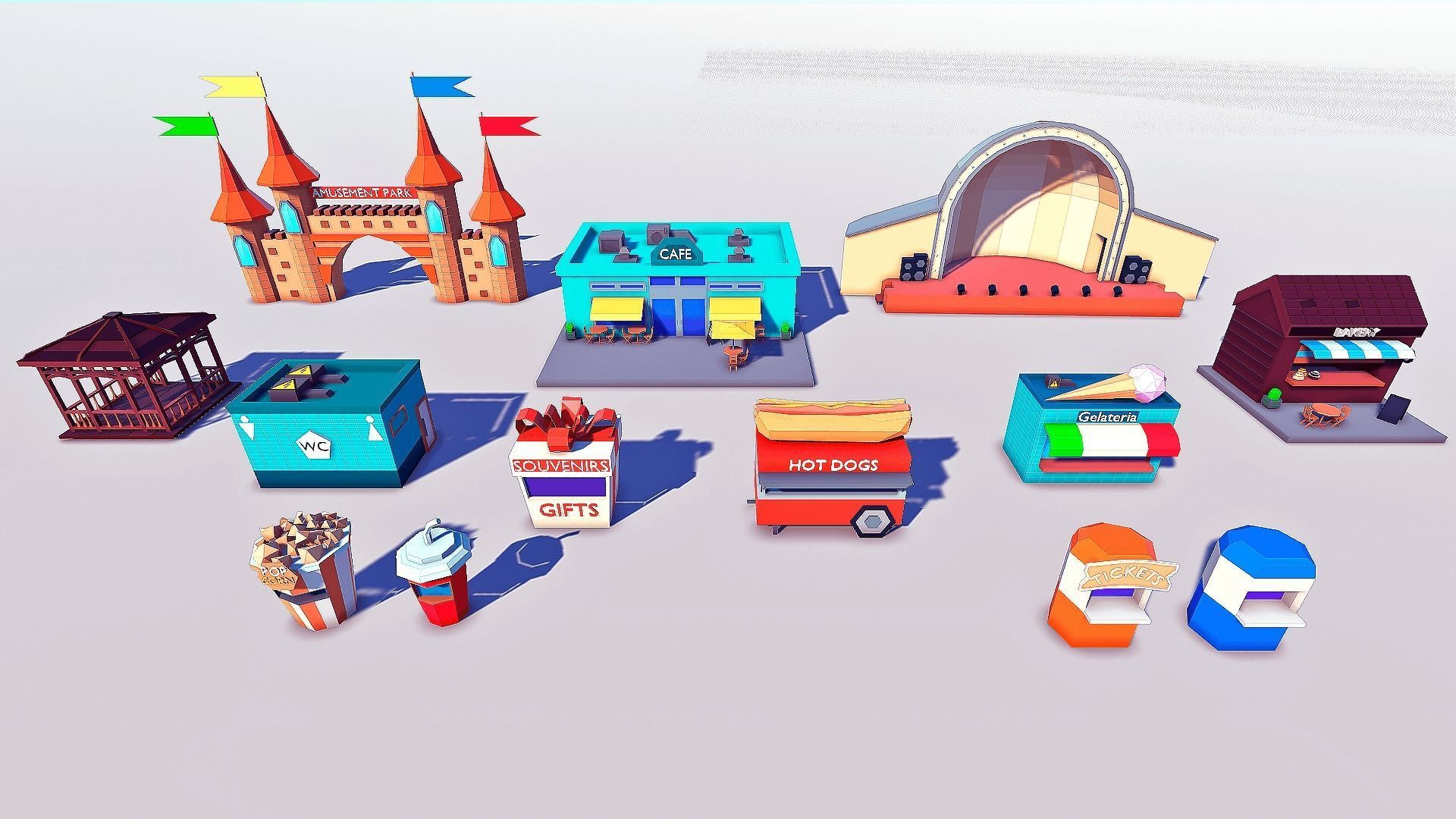 3D model Amusement Park VR / AR / low-poly animated | CGTrader