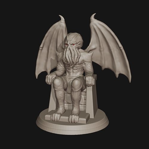 Cthulhu statue of demon with wings 3D model 3D printable | CGTrader