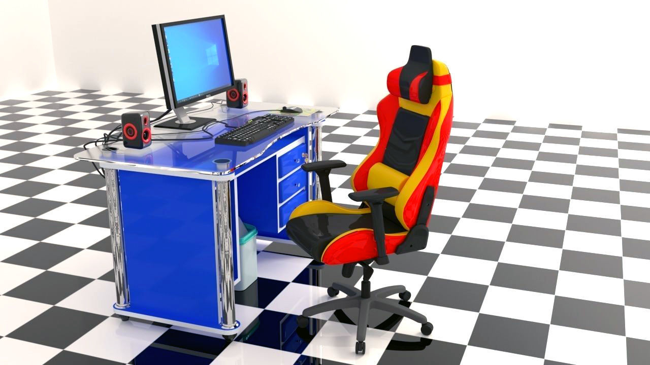 computer setup 3D model animated | CGTrader
