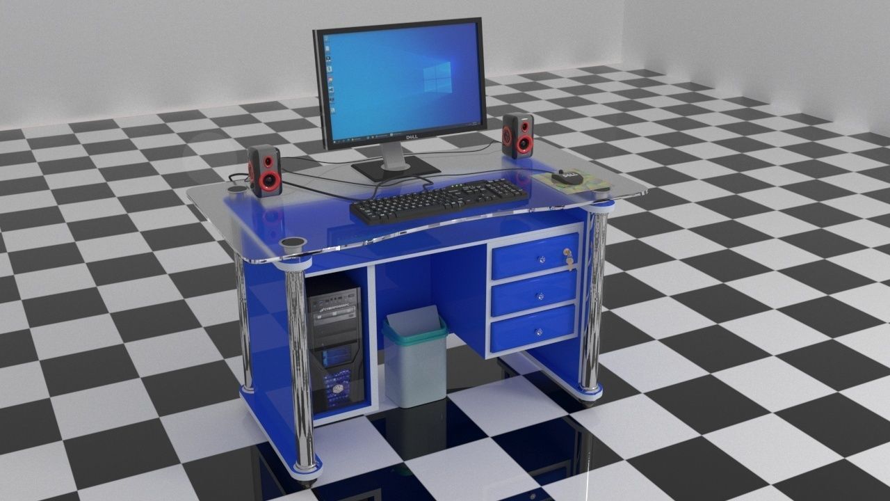 computer setup 3D model animated | CGTrader