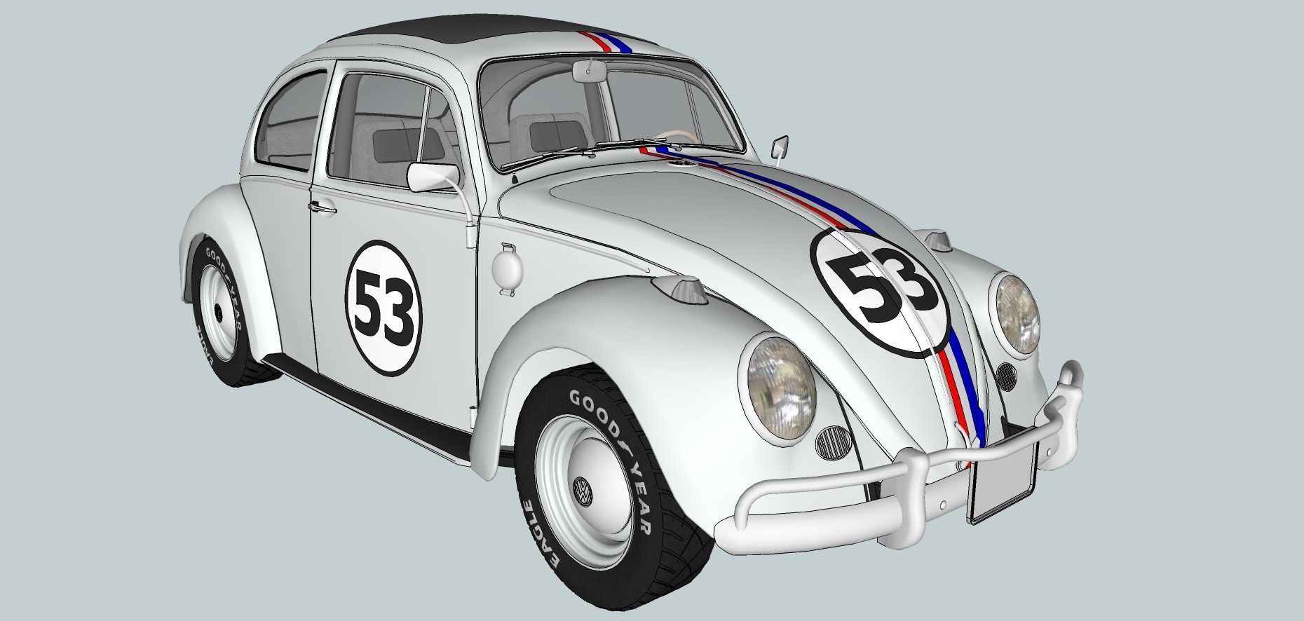 Volkswagen beetle herbie 1963 3D model | CGTrader