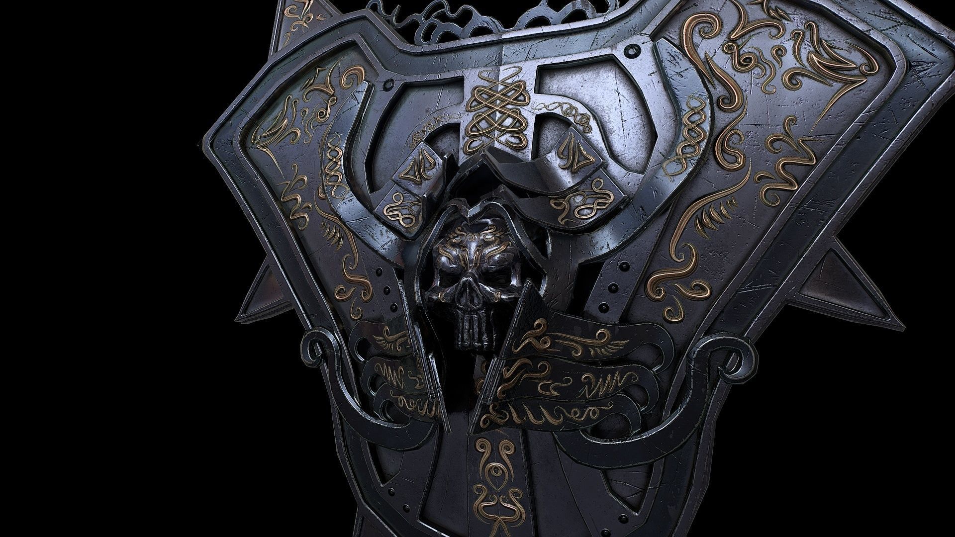 3D model Fantasy skull shield with ornament VR / AR / low-poly | CGTrader