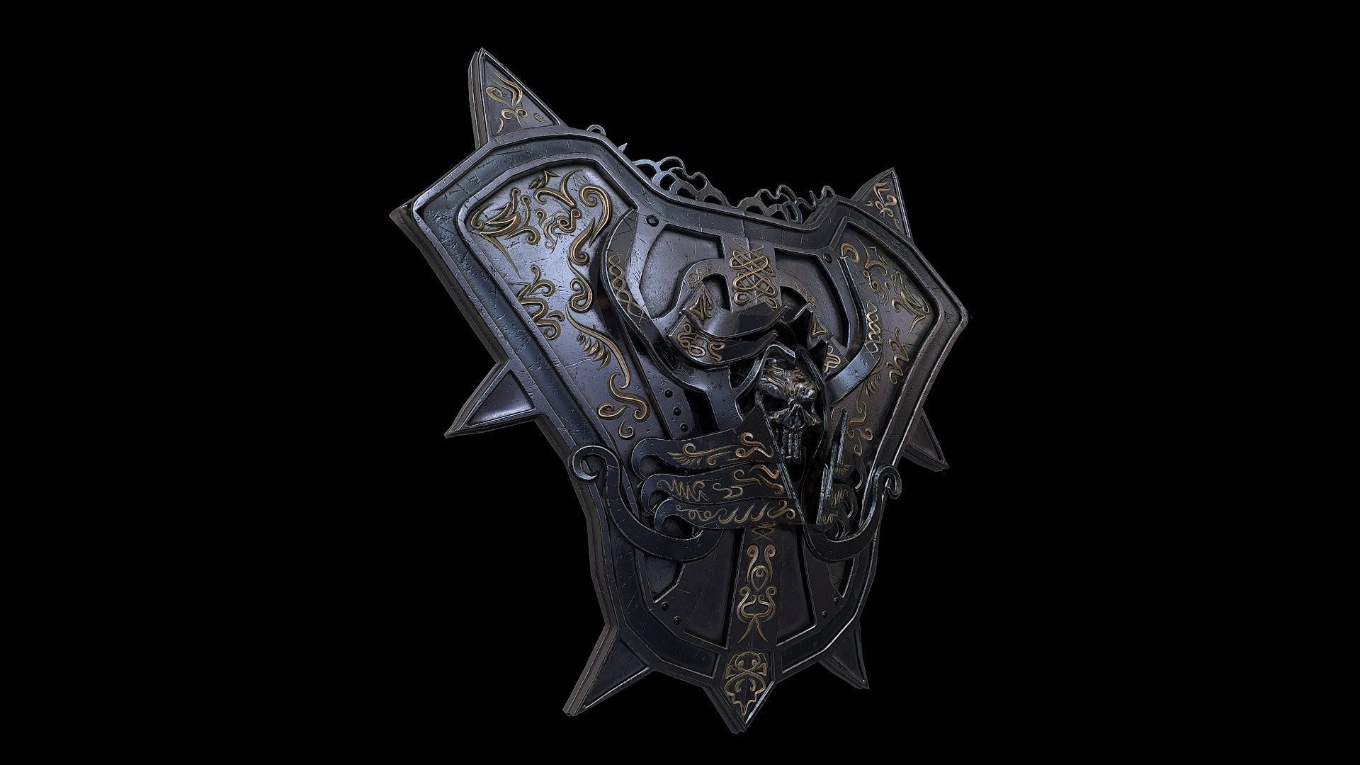 3D model Fantasy skull shield with ornament VR / AR / low-poly | CGTrader