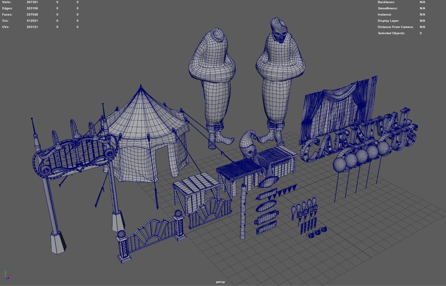 3D model Abandoned carnival circus asset props VR / AR / low-poly ...
