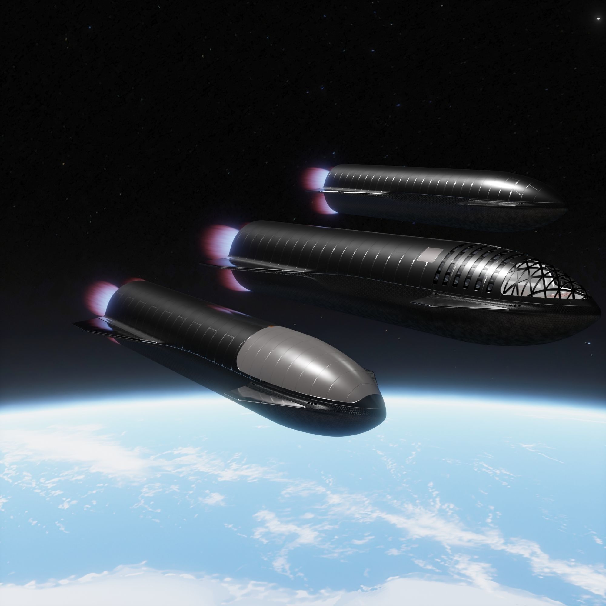 SpaceX Starship Crew Cargo and Tanker version 3D model | CGTrader