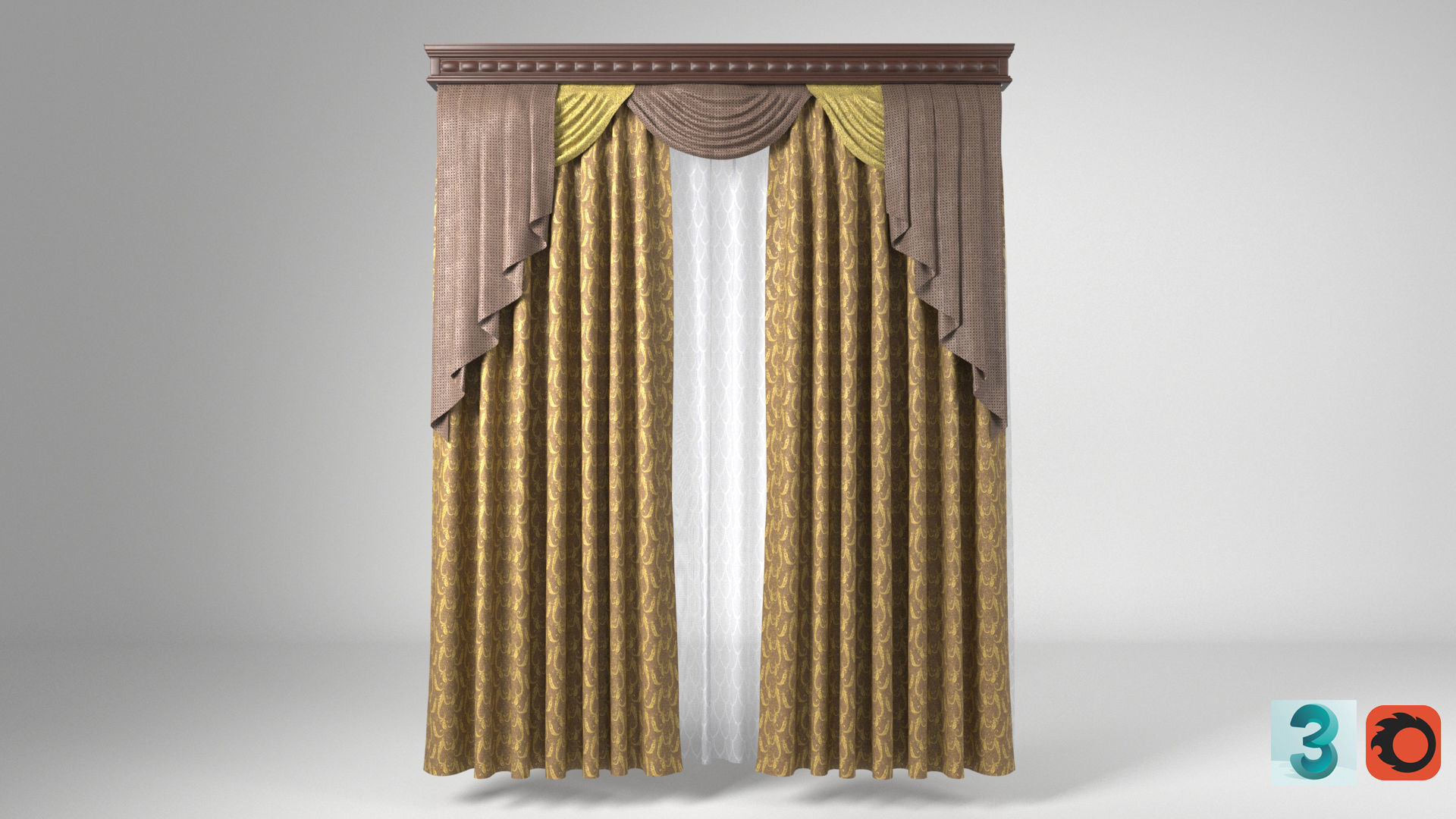 Animated curtains for architectural visualization 601 3D model animated ...