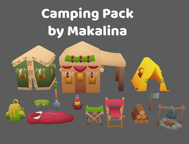 3D model Stylized Low Poly Camping game ready assets pack VR / AR / low ...