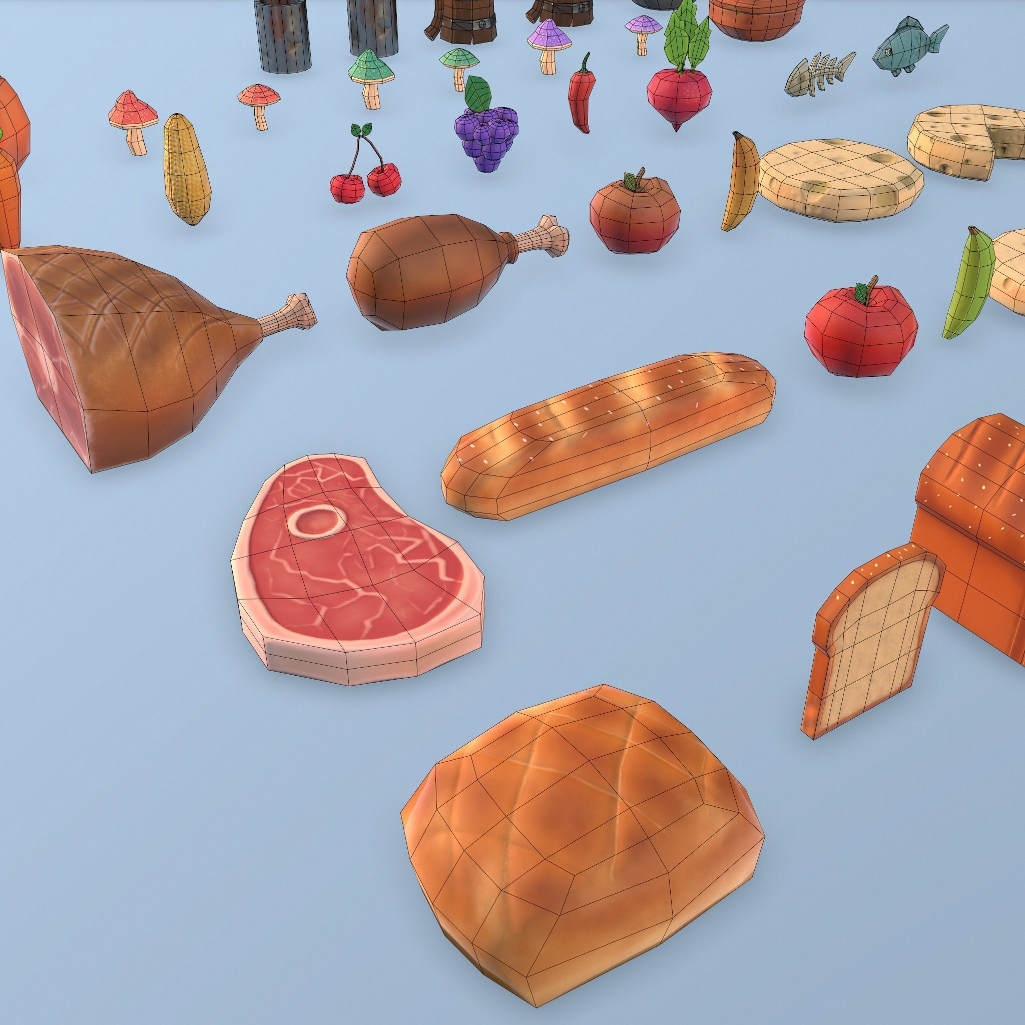 3D model Stylized Medieval - Foods VR / AR / low-poly | CGTrader