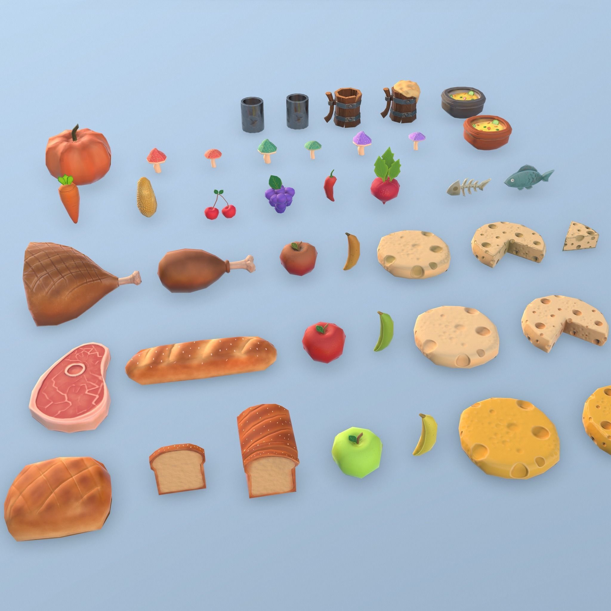 3D model Stylized Medieval - Foods VR / AR / low-poly | CGTrader
