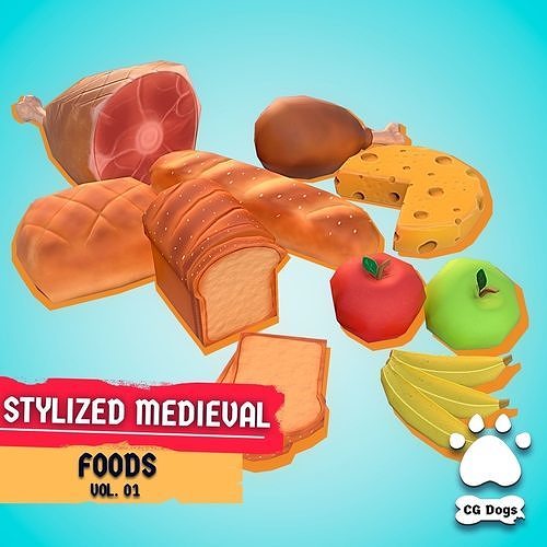 3D model Stylized Medieval - Foods VR / AR / low-poly | CGTrader