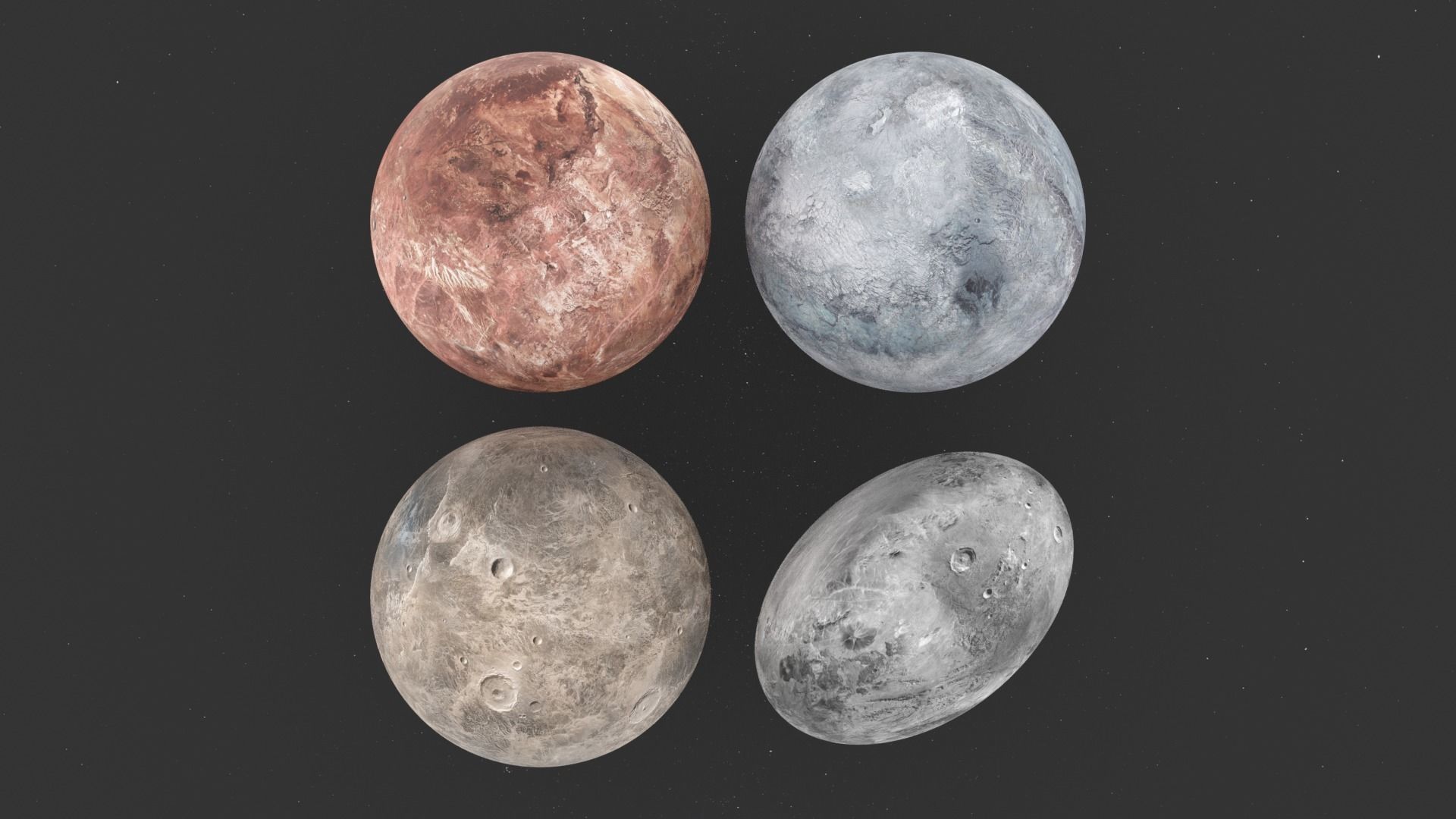 3D model Dwarf Planets Ceres Eris Makemake Haumea VR / AR / low-poly ...