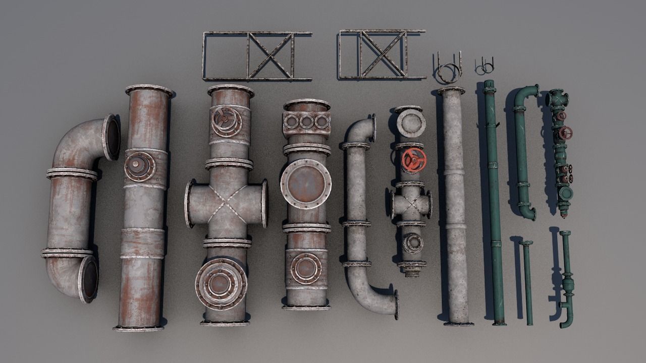 3D model Industrial Set Modular Pipes VR / AR / low-poly | CGTrader