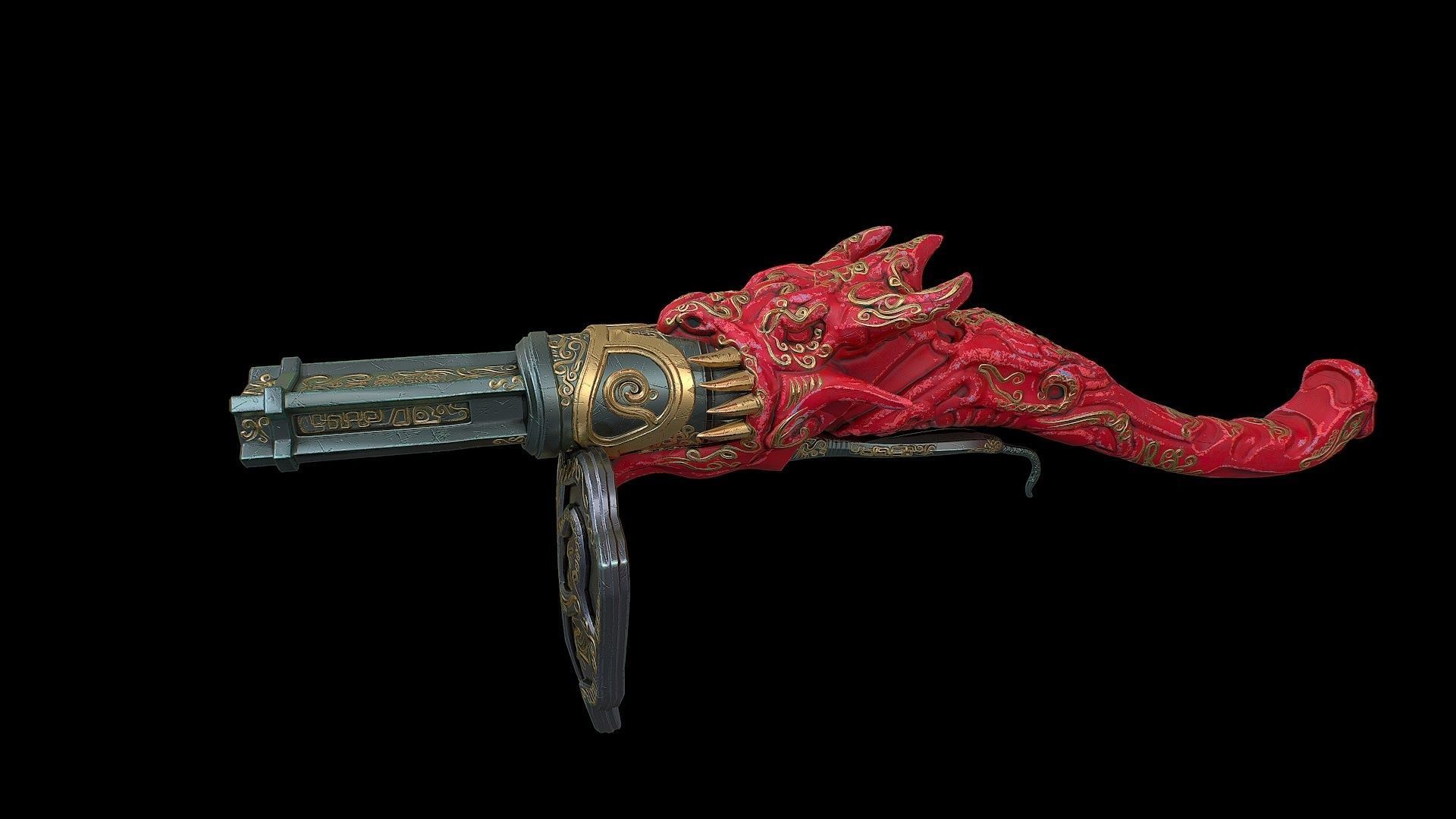 3D model Fantasy gun with dragon head VR / AR / low-poly | CGTrader