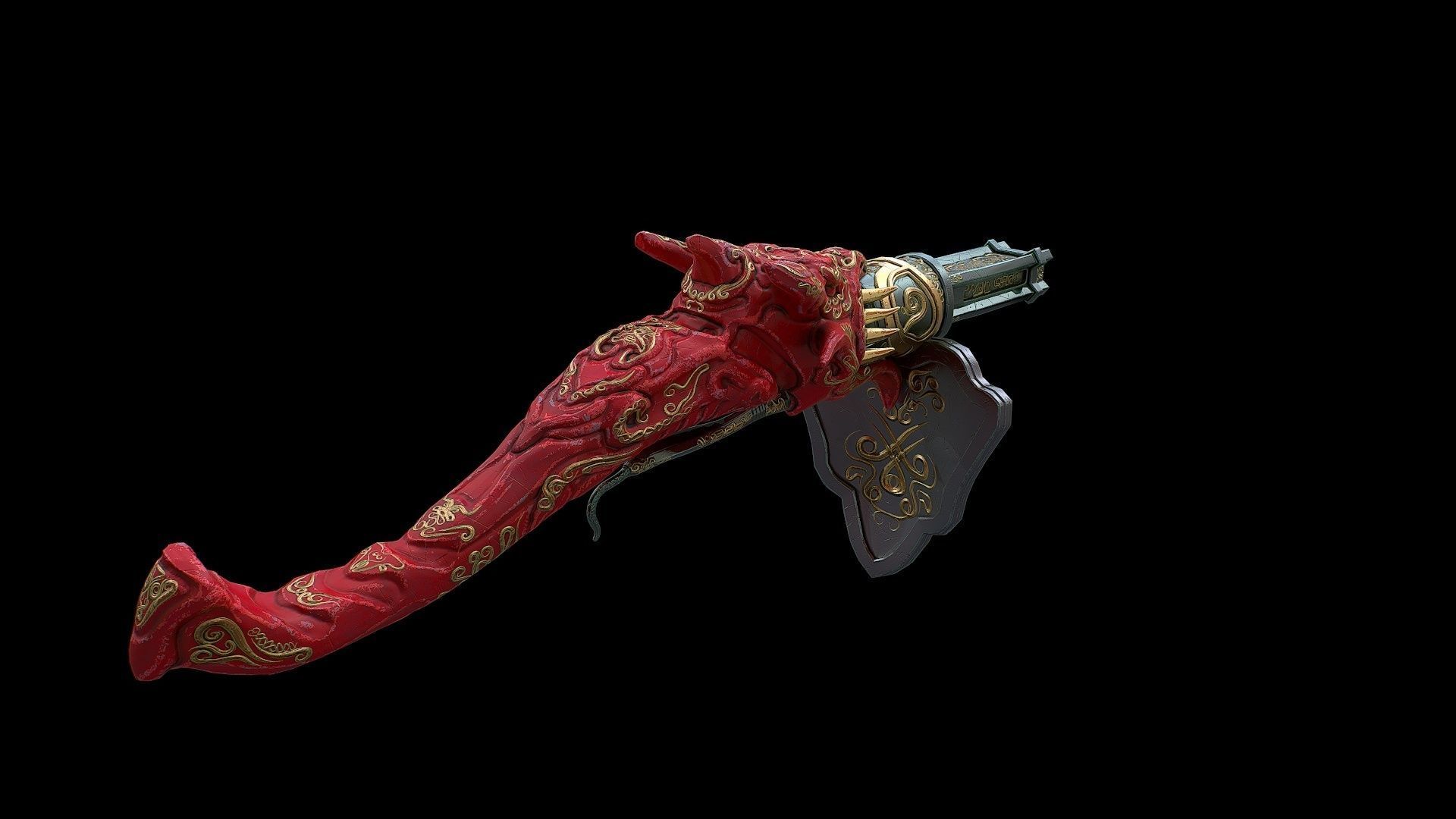 3D model Fantasy gun with dragon head VR / AR / low-poly | CGTrader