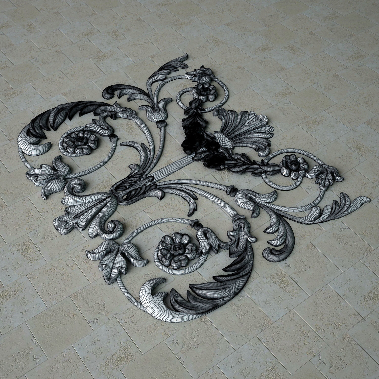 Architectural plaster ceiling carving 3D model | CGTrader