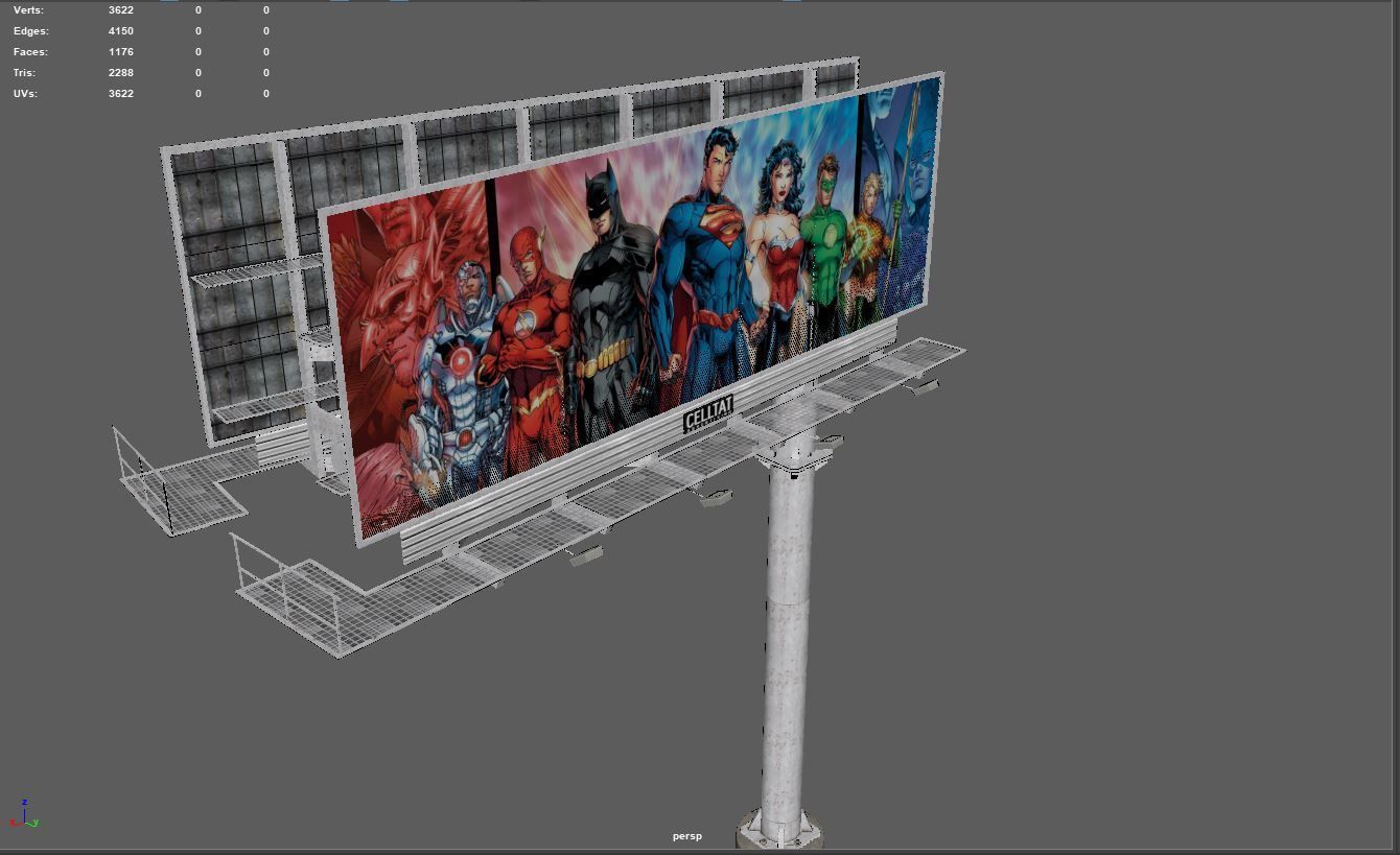 3D model Billboard 01 - Power Poles VR / AR / low-poly | CGTrader
