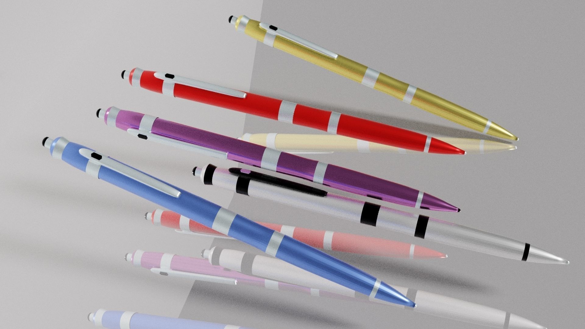 3D model Colorful ball point business Pen model pack VR / AR / low-poly ...