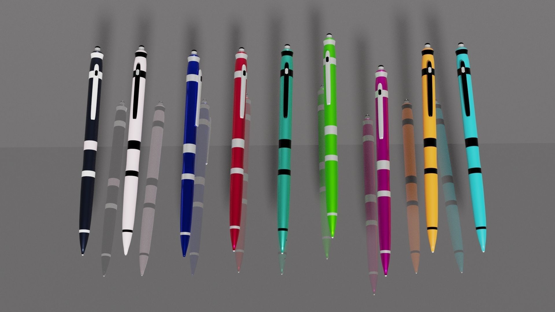 3D model Colorful ball point business Pen model pack VR / AR / low-poly ...