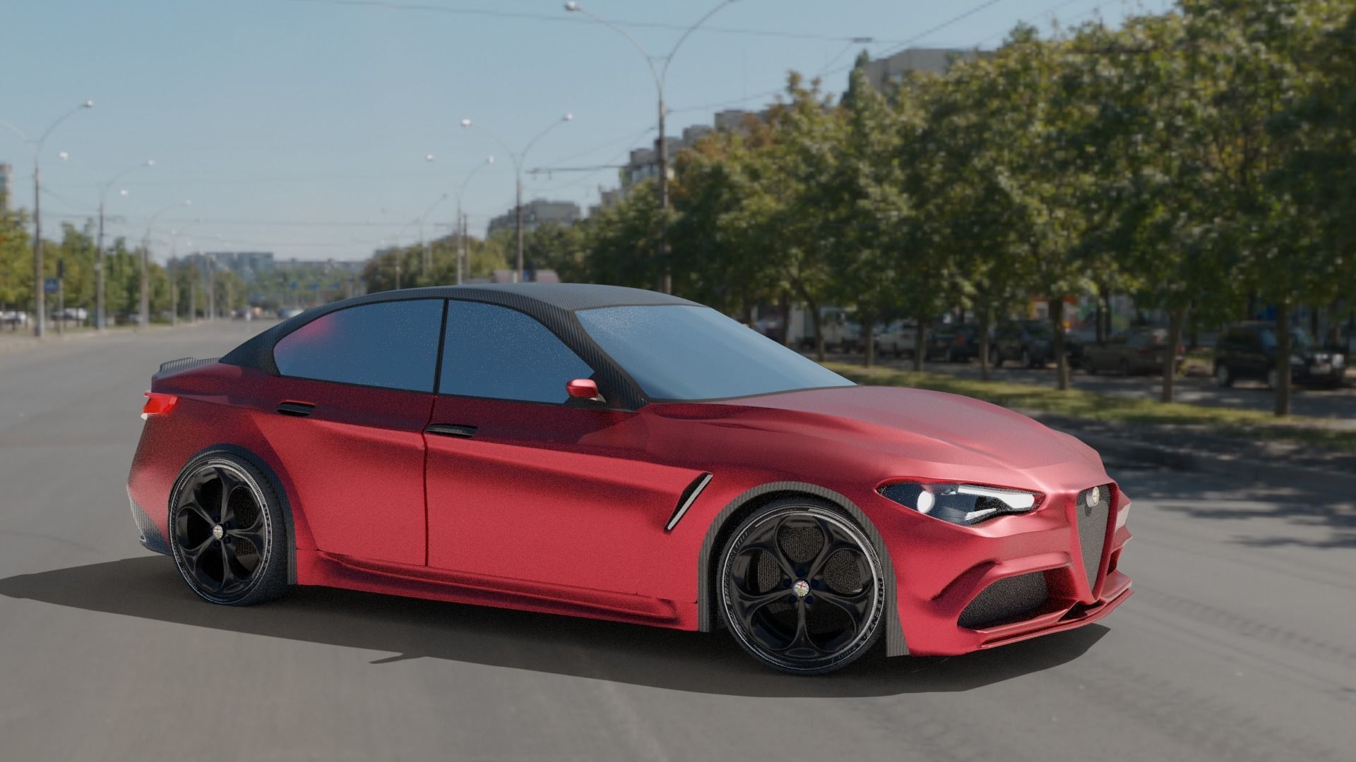 Alfa romeo gulia detailed mesh free 3D model rigged | CGTrader