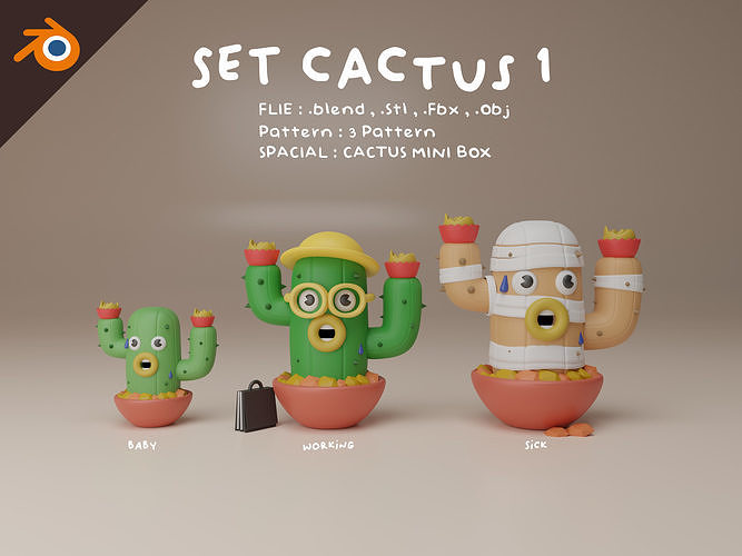 low poly set cactus plant Low-poly 3D model 3D model | CGTrader