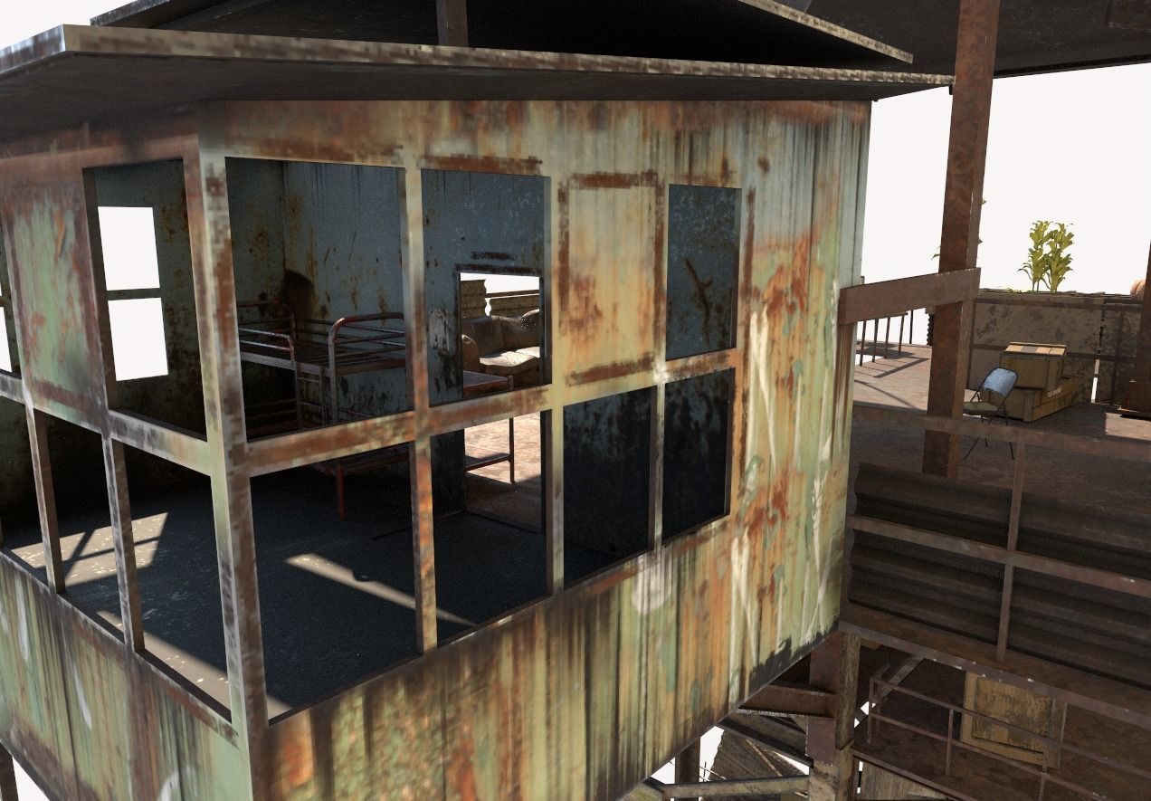 Post-Apocalyptic Watch Tower With Living Environment 3D model | CGTrader