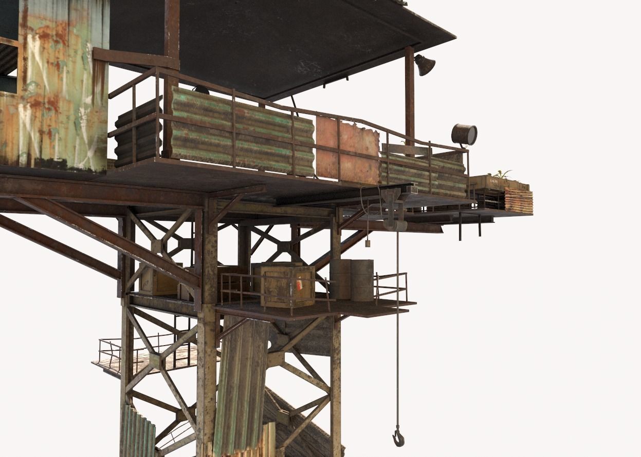 Post-Apocalyptic Watch Tower With Living Environment 3D model | CGTrader