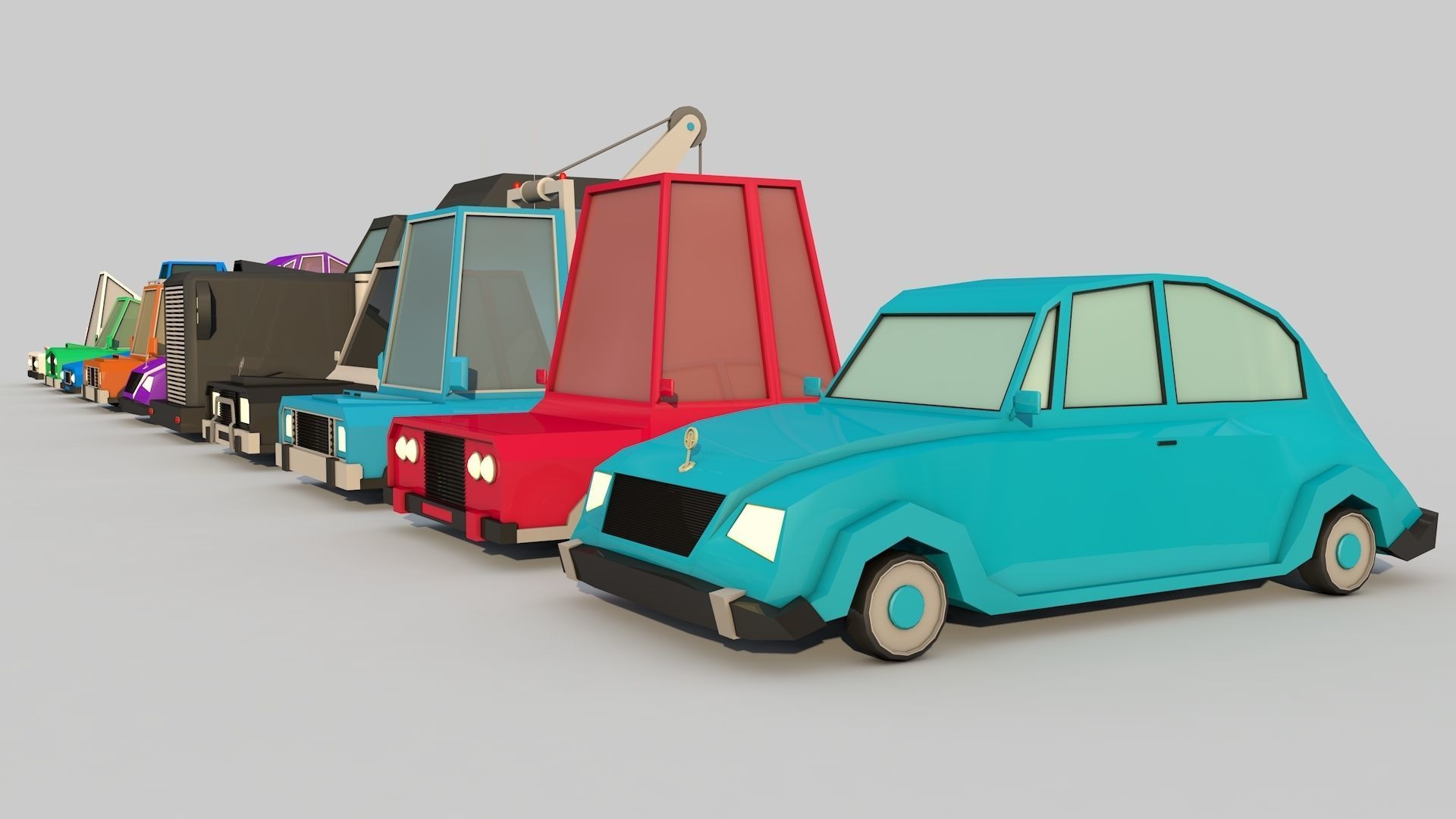 Low poly cartoon cars collection 3D model | CGTrader