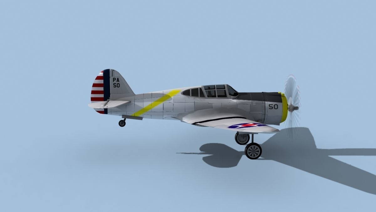 Curtiss P-36C Hawk V03 USAAF 3D model animated rigged | CGTrader
