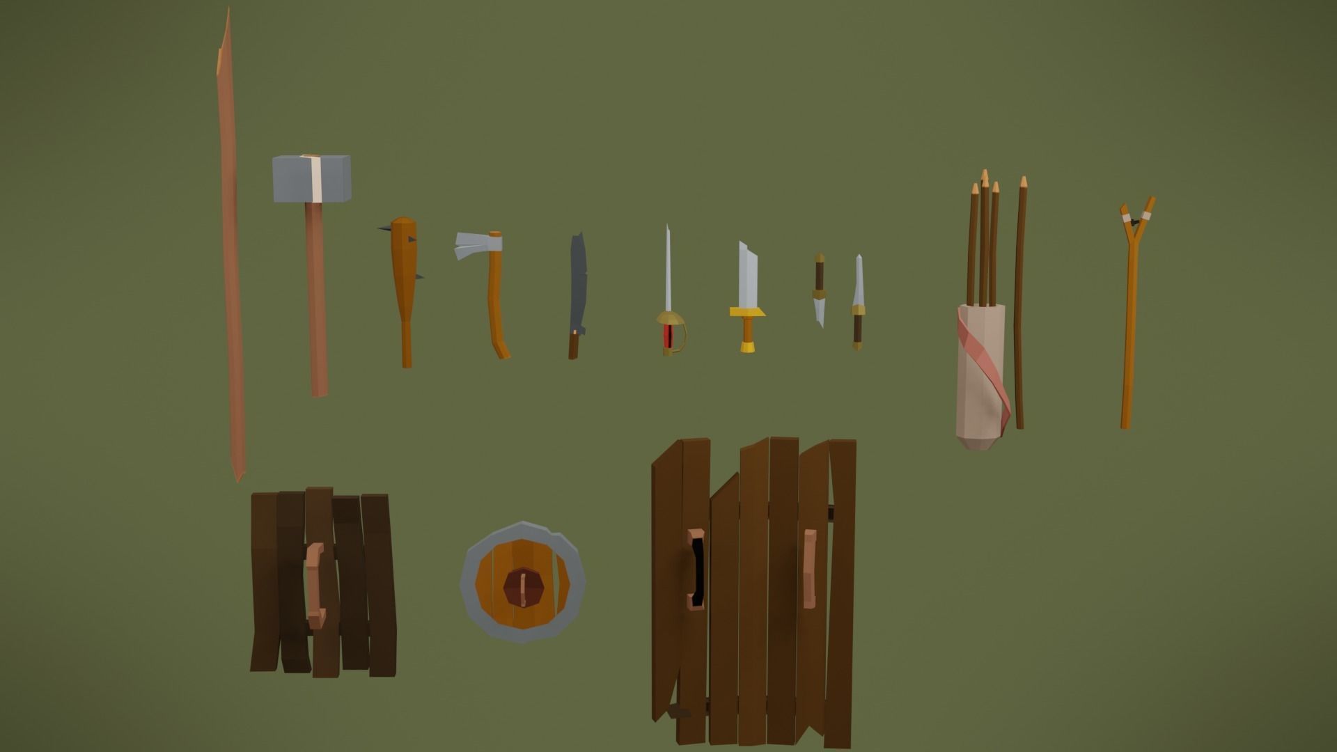 Simple stylized low poly weapon set lvl 1 free VR / AR / low-poly 3D ...