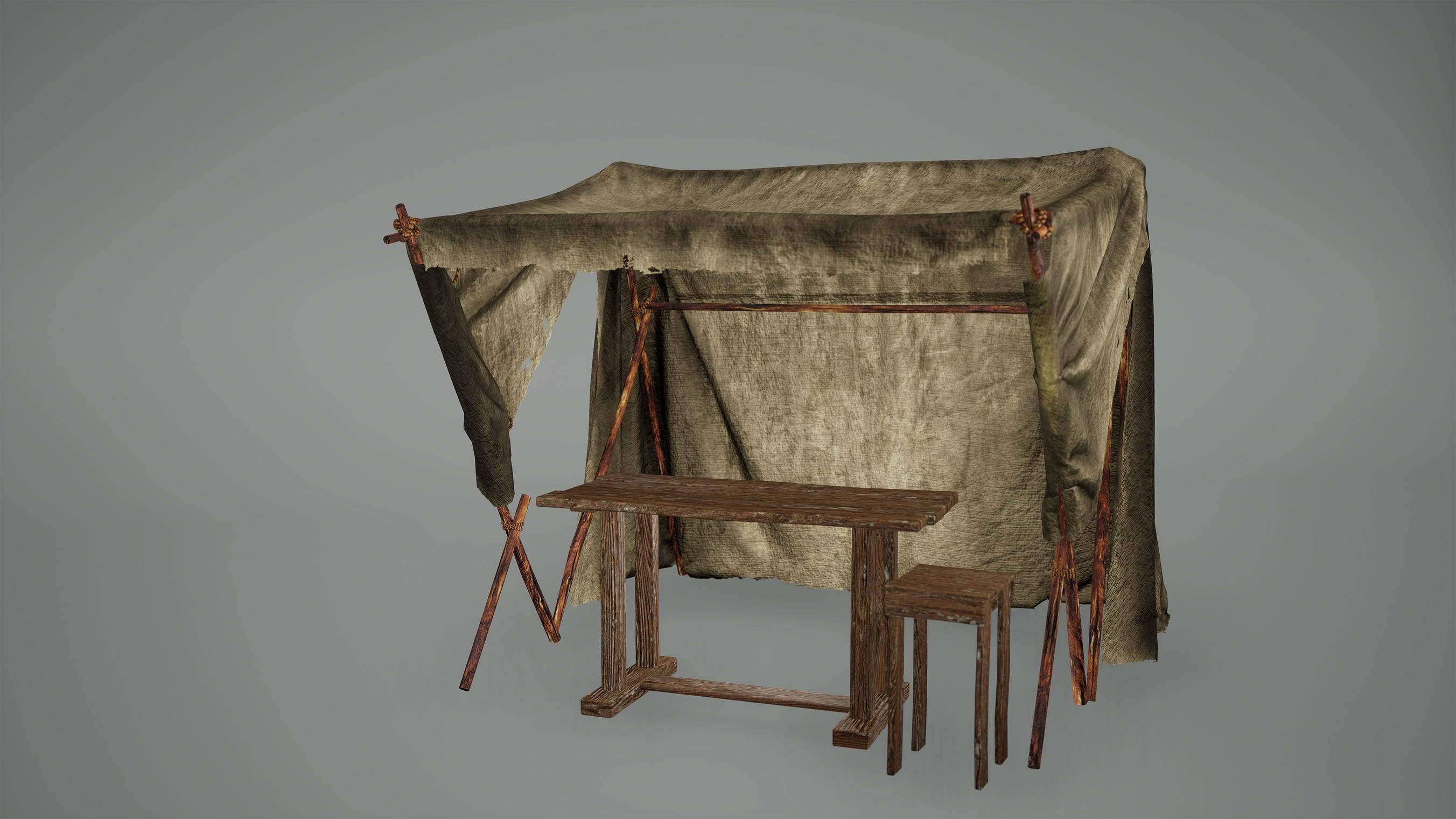 3D model Viking Stalls Forge Stools Temper Low Poly Game Ready VR / AR ...