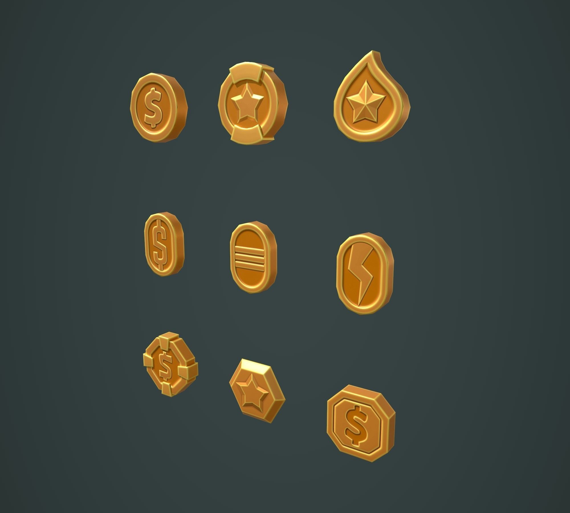 3D model Coins Stylized Pack VR / AR / low-poly | CGTrader