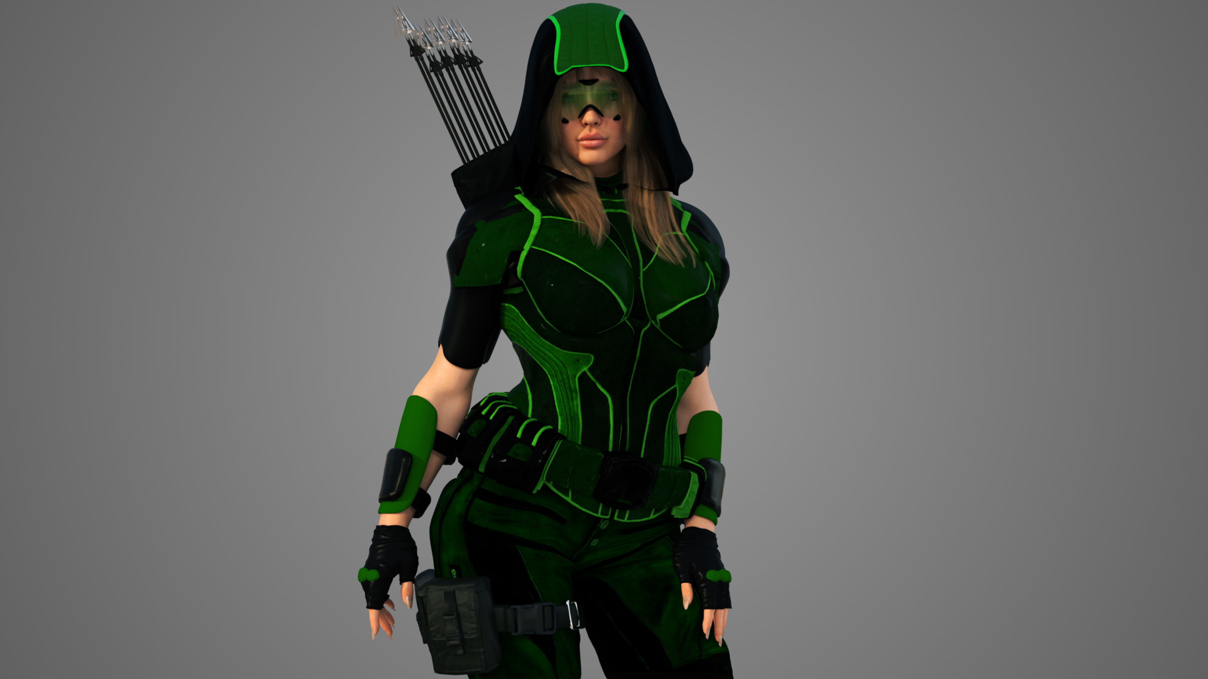 Contemporary Modern Lady Robin Hood 3D model animated rigged | CGTrader