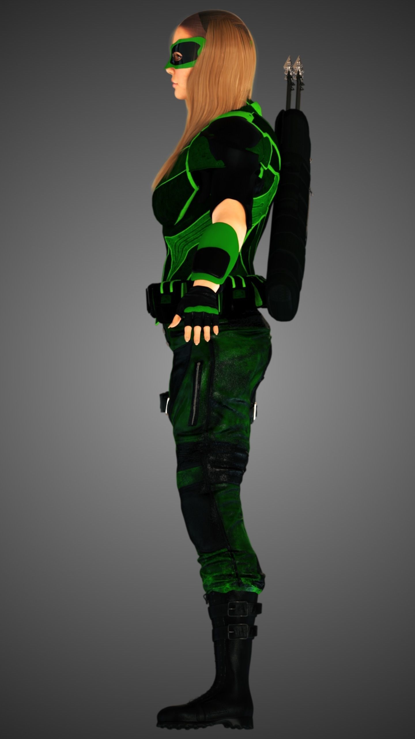 Contemporary Modern Lady Robin Hood 3D model animated rigged | CGTrader