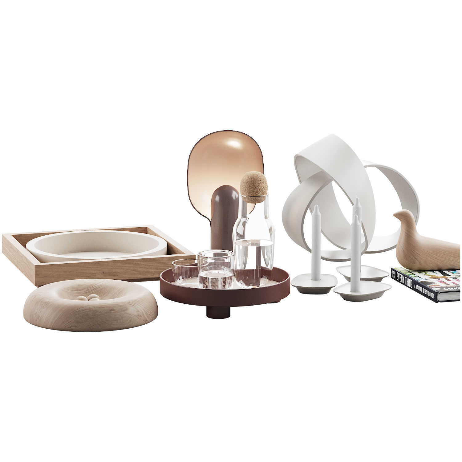 Living contemporary nature accessories decor set 3D model | CGTrader