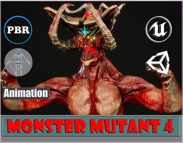 3D model Monster Mutant 4 VR / AR / low-poly rigged animated | CGTrader