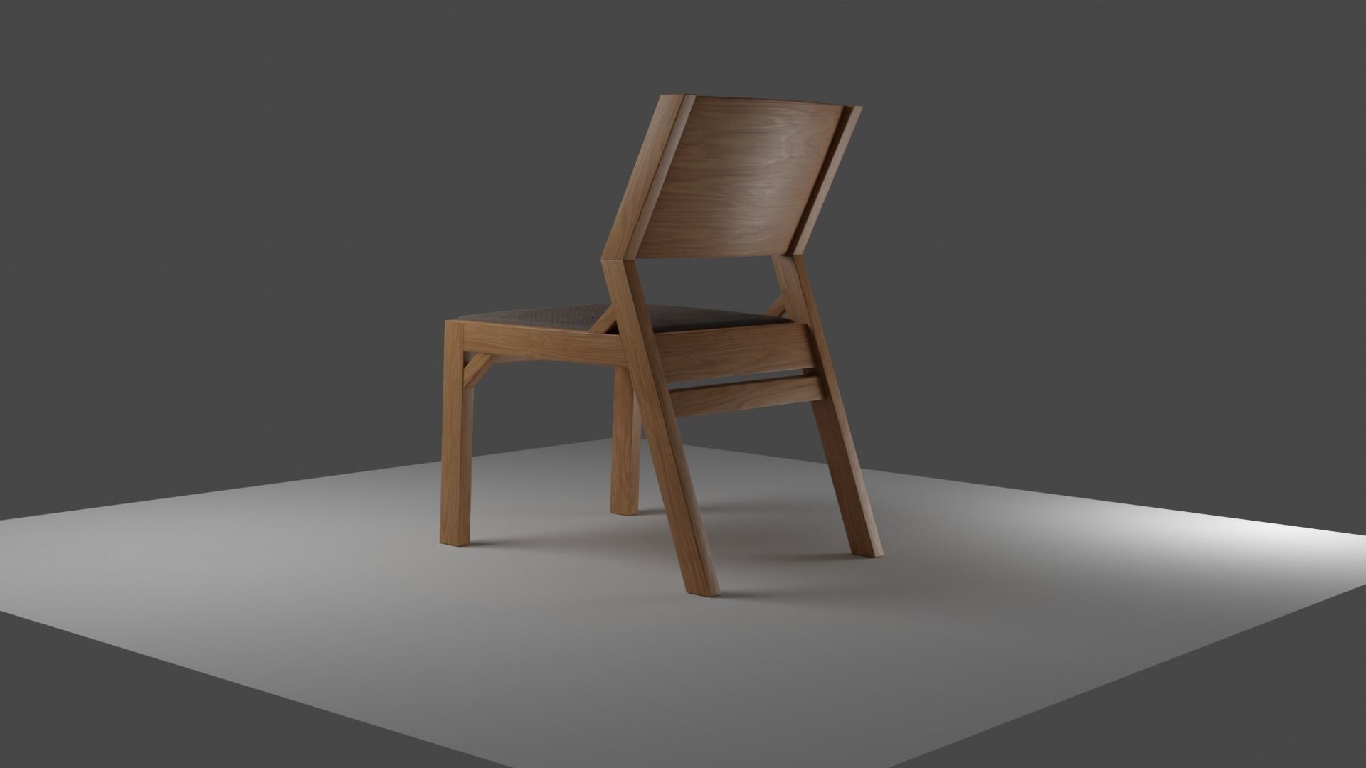 3D model Wooden Chair cushioned seat Low Topology VR / AR / low-poly ...