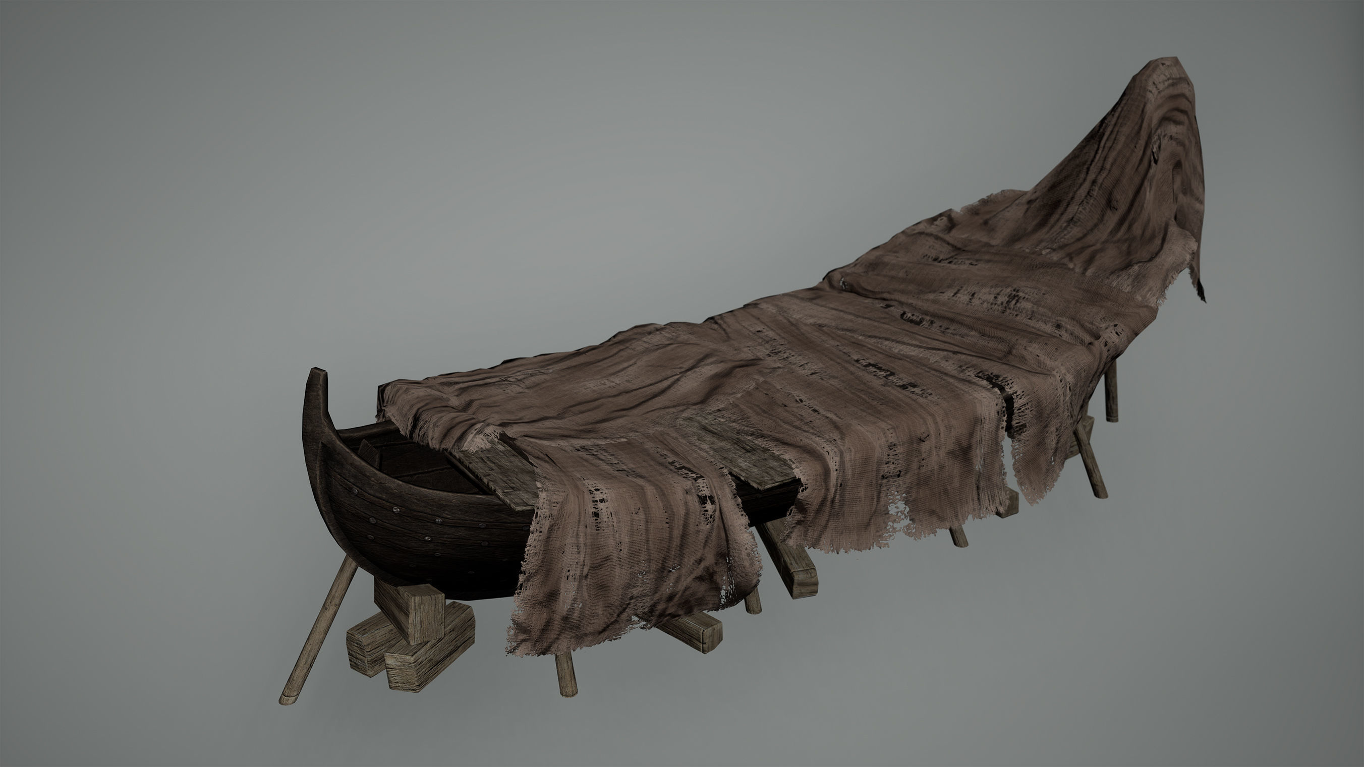 3D model Viking Wooden Bot Low Poly Game Ready VR / AR / low-poly ...