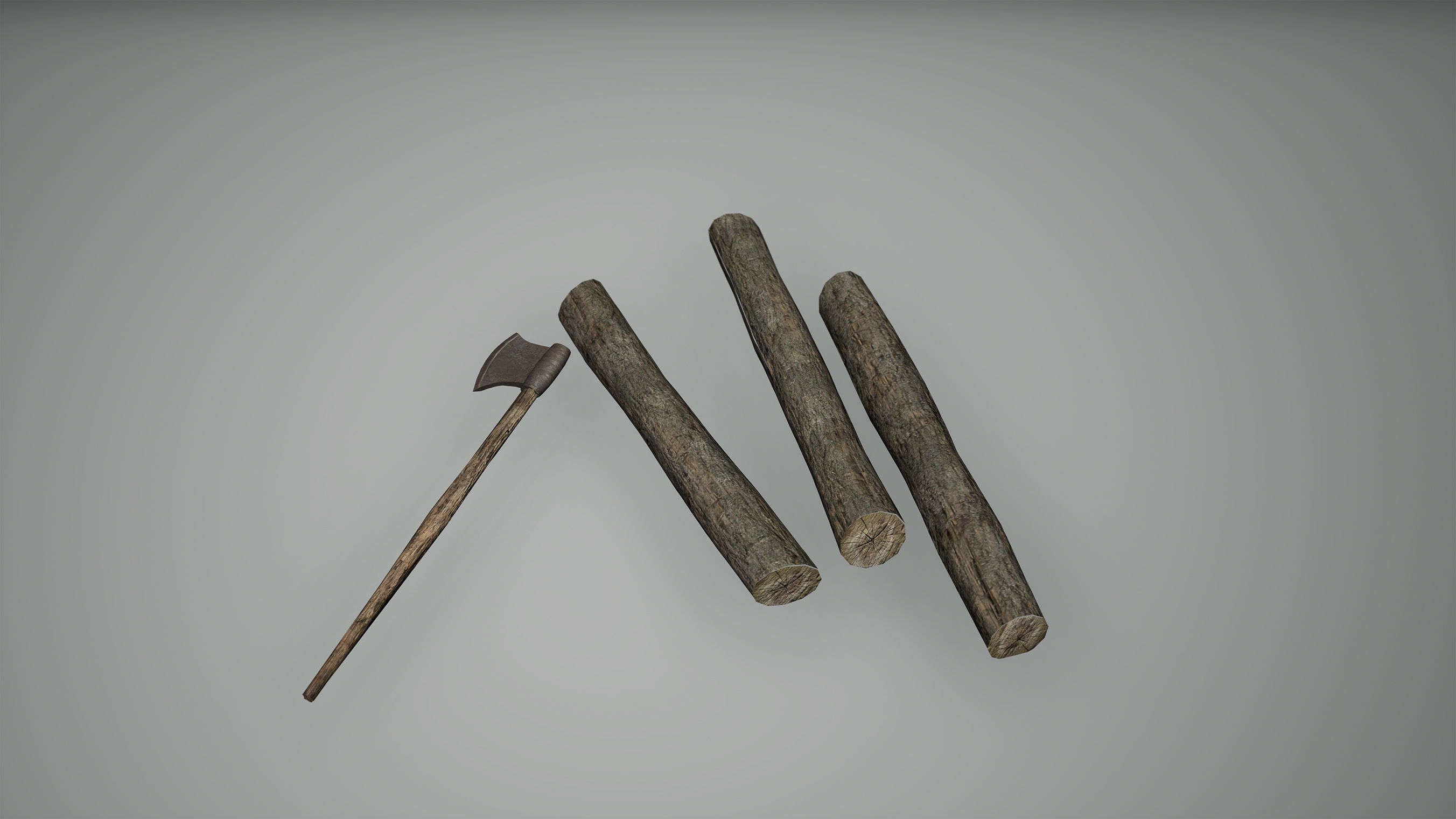 3D model Viking woods logs axe Low Poly Game Ready VR / AR / low-poly ...