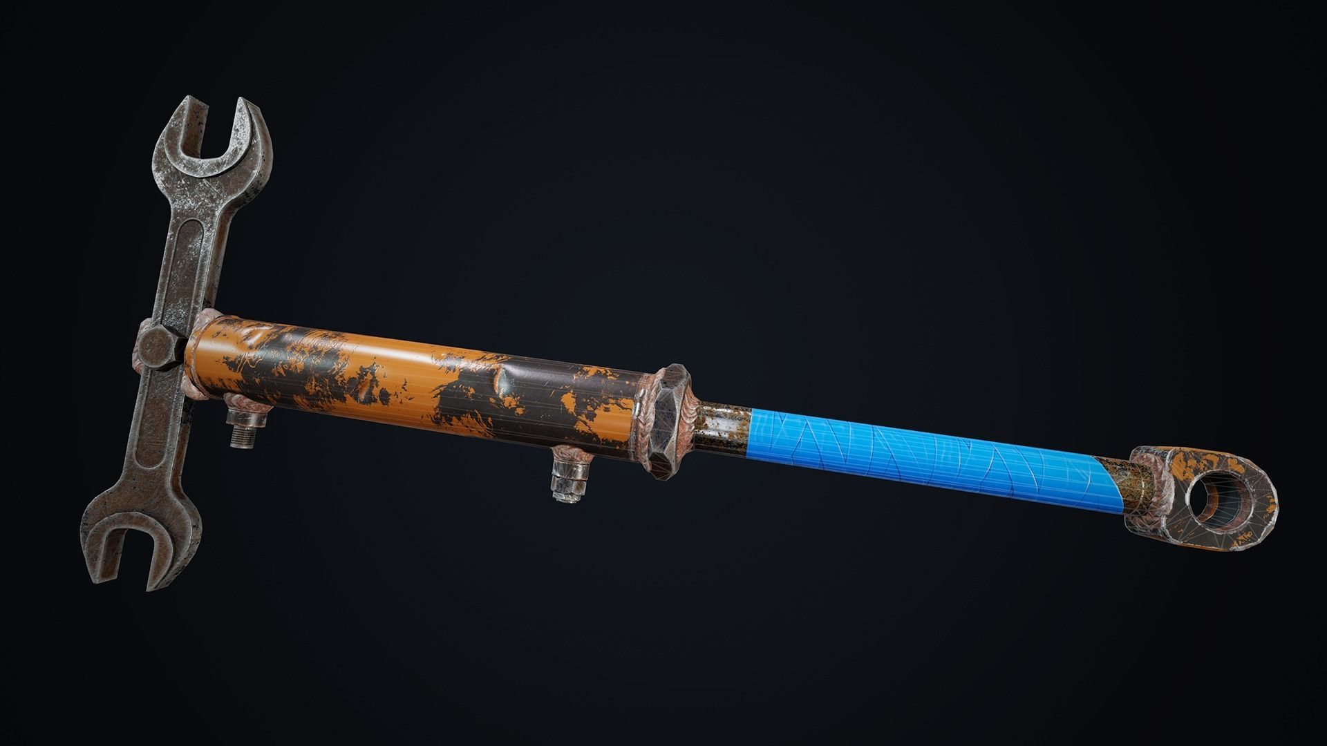 3D model Post Apocalyptic Melee Weapon Hydraulic VR / AR / low-poly ...