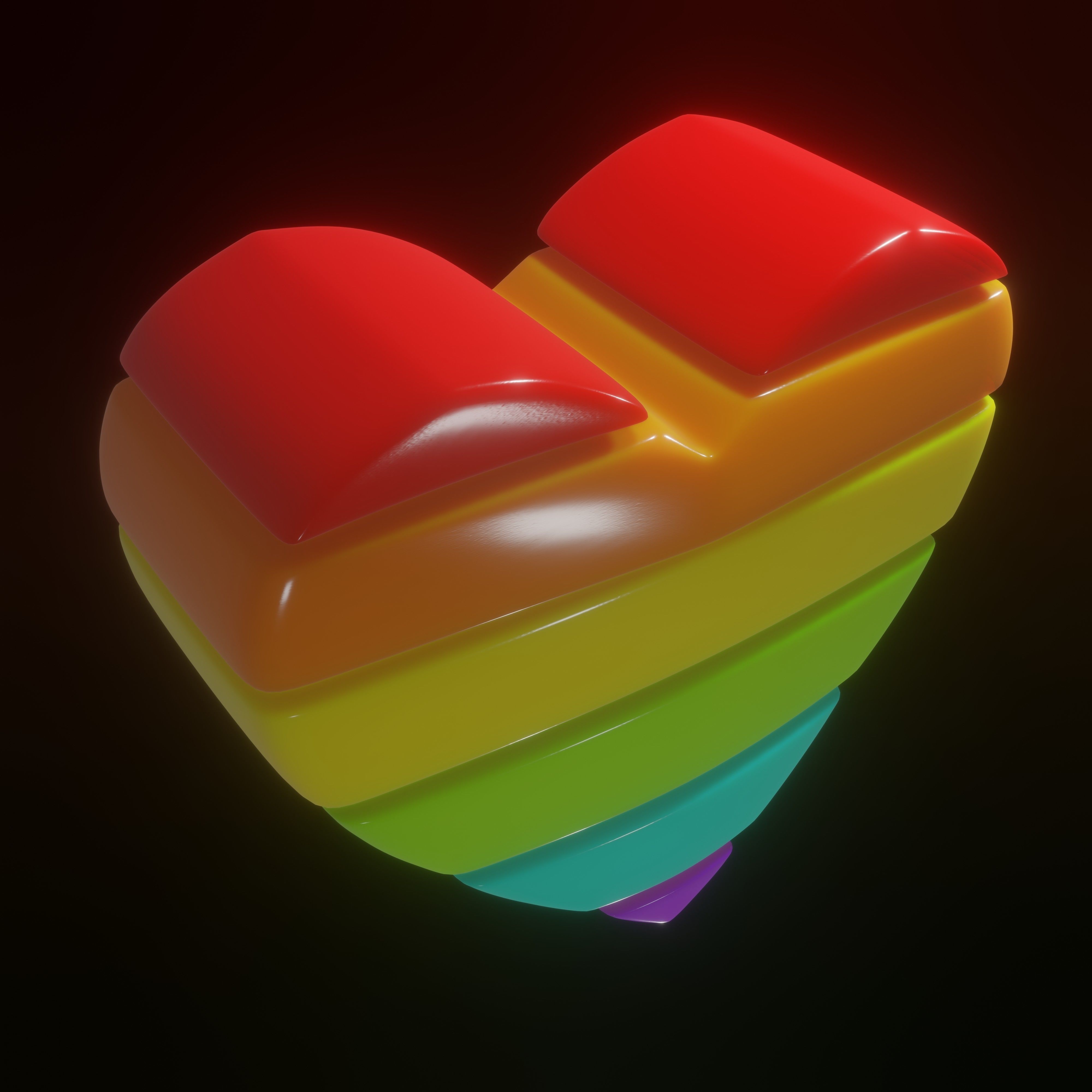 Rainbow Heart Minimal 80s Rows 3D model | CGTrader