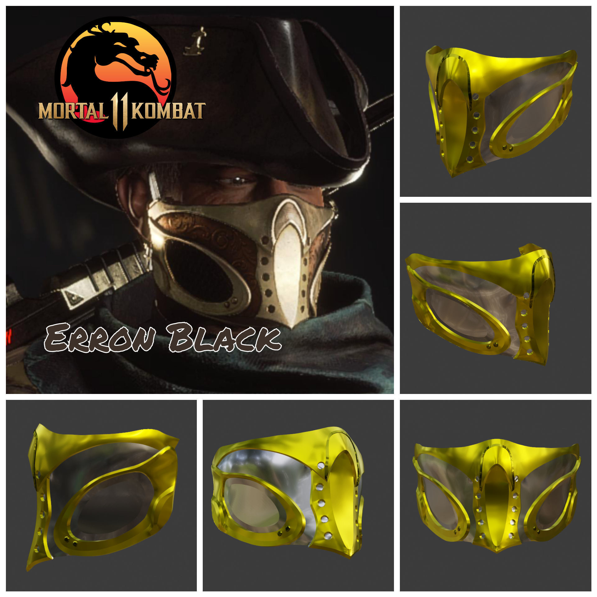 Erron Black mask from Mortal Kombat 11 - Recidivist 3D model 3D ...