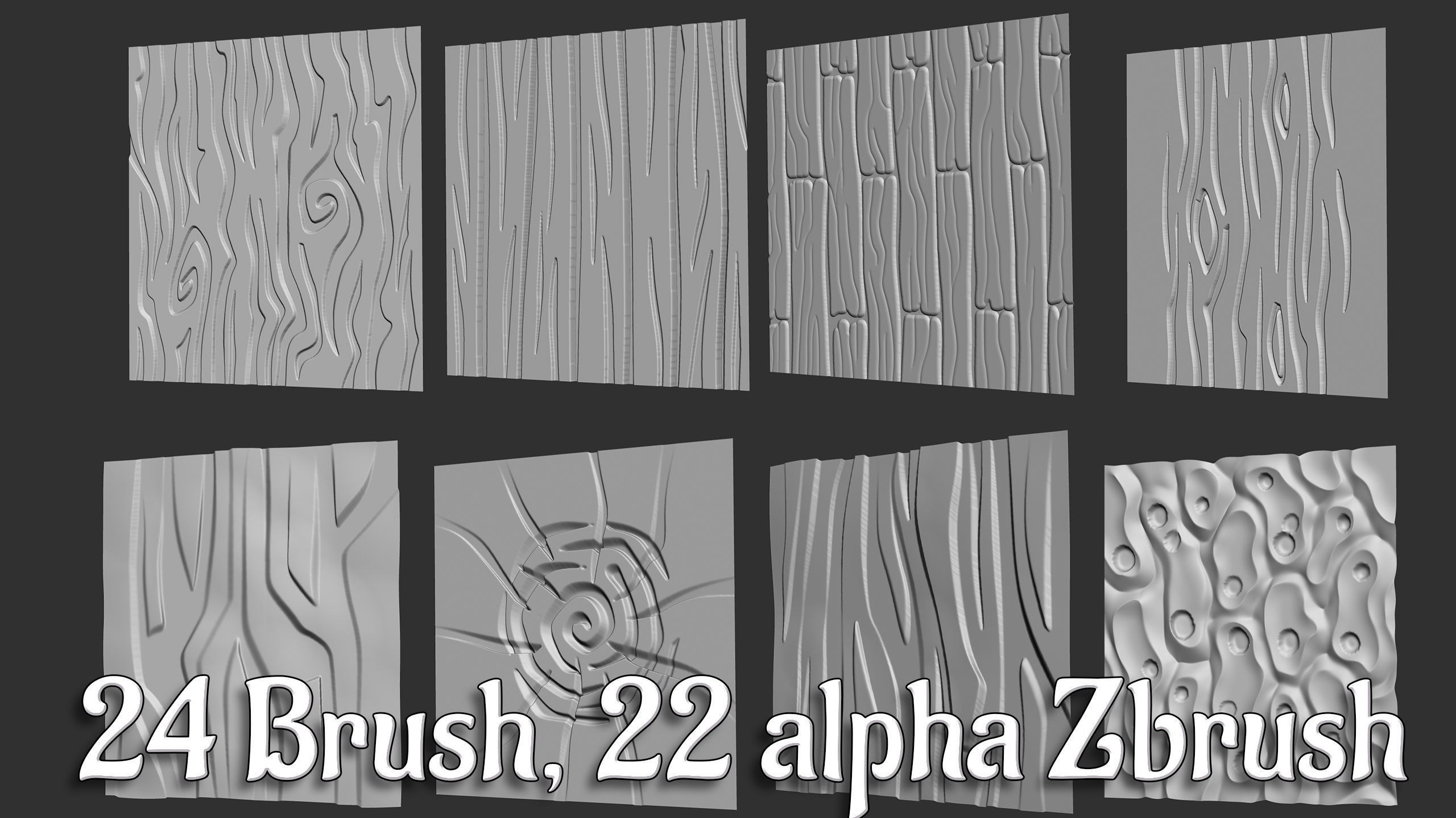 24 Brush 22 alpha Zbrush Texture | CGTrader