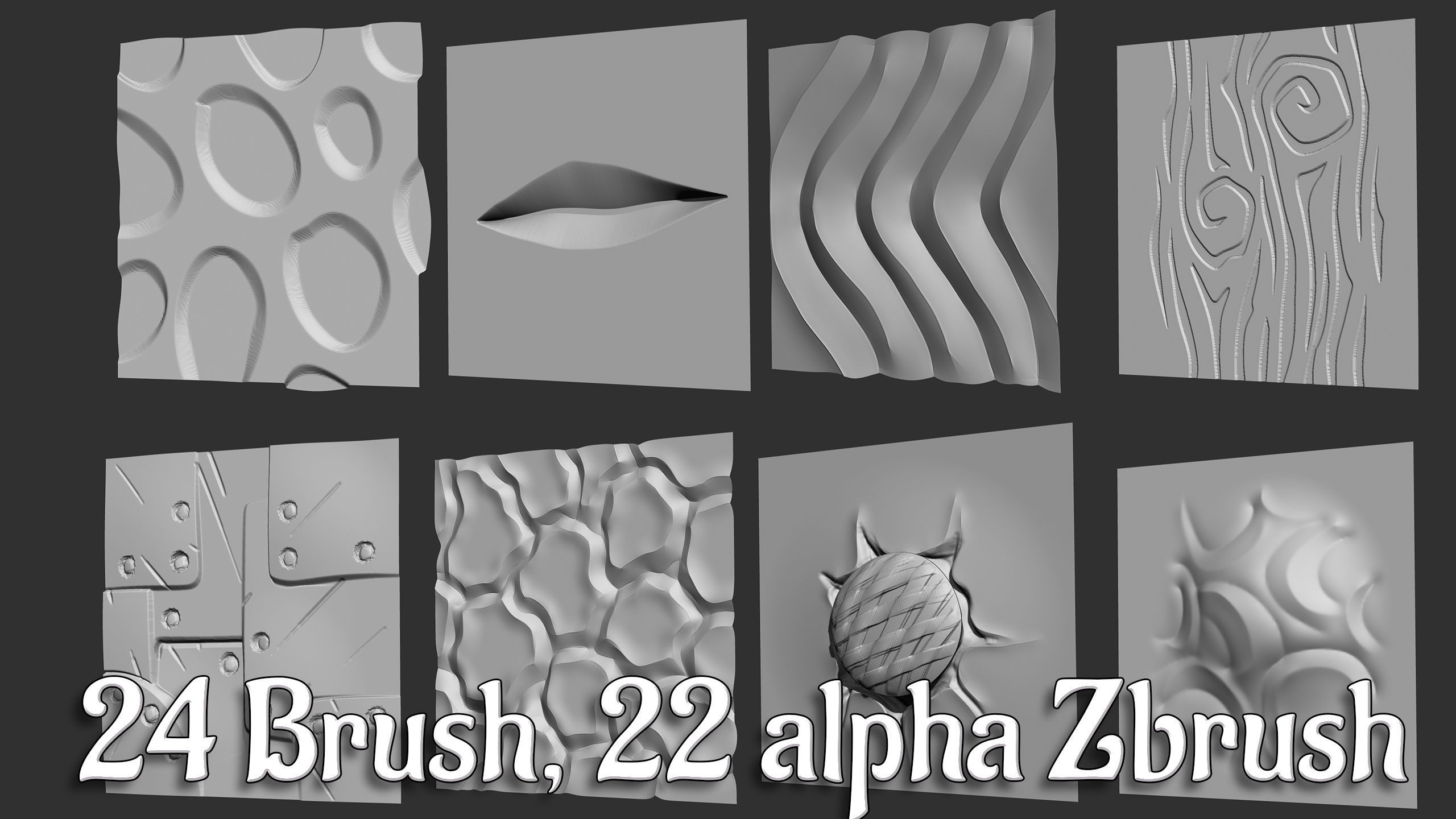 24 Brush 22 alpha Zbrush Texture | CGTrader
