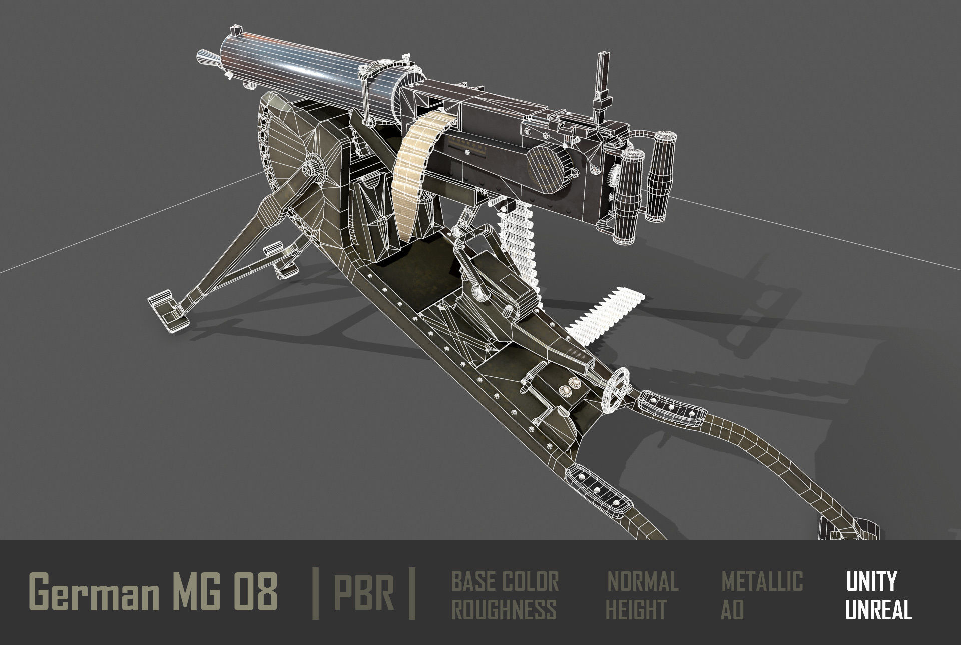 3D model German MG-08 Machine Gun VR / AR / low-poly | CGTrader