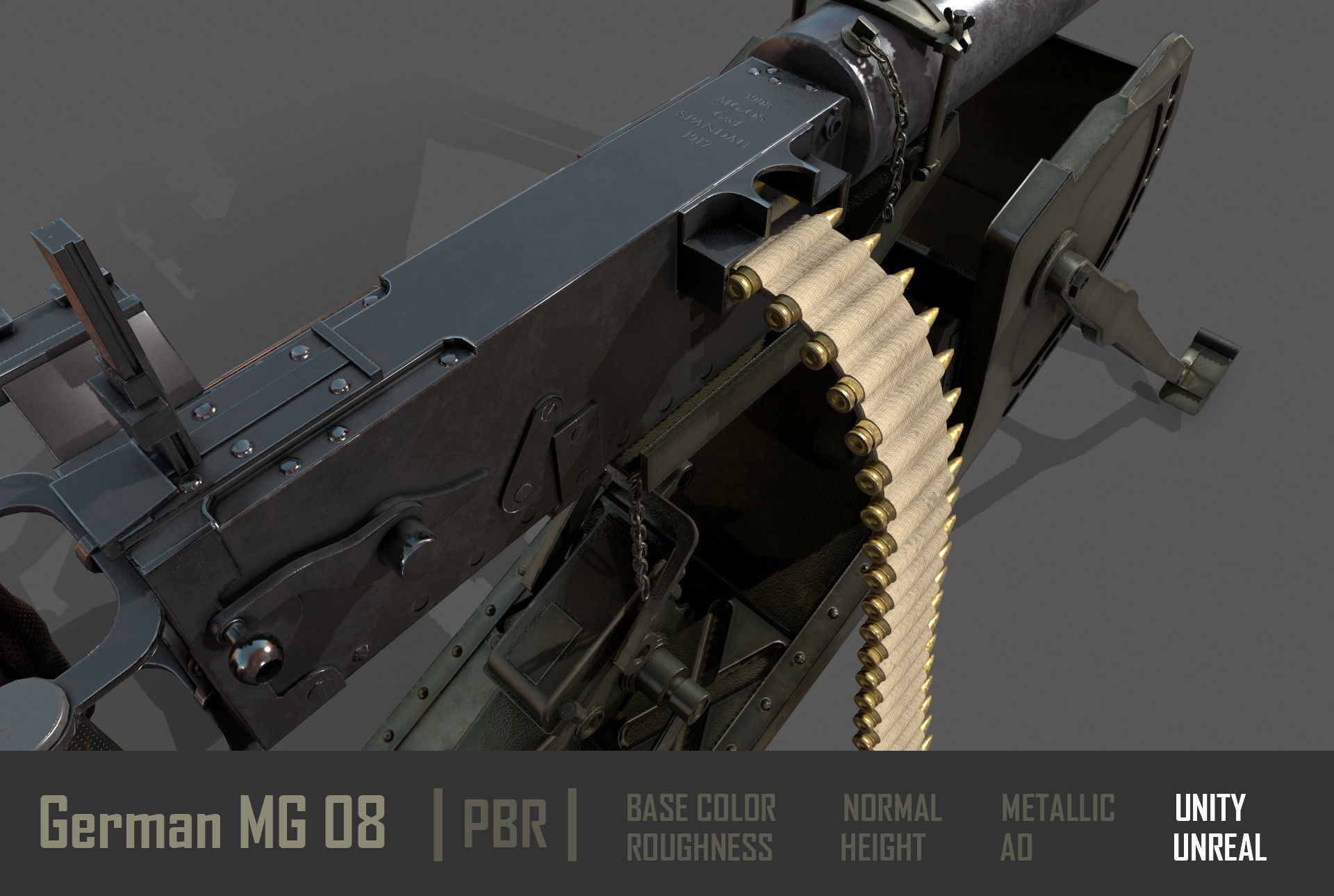 3D model German MG-08 Machine Gun VR / AR / low-poly | CGTrader