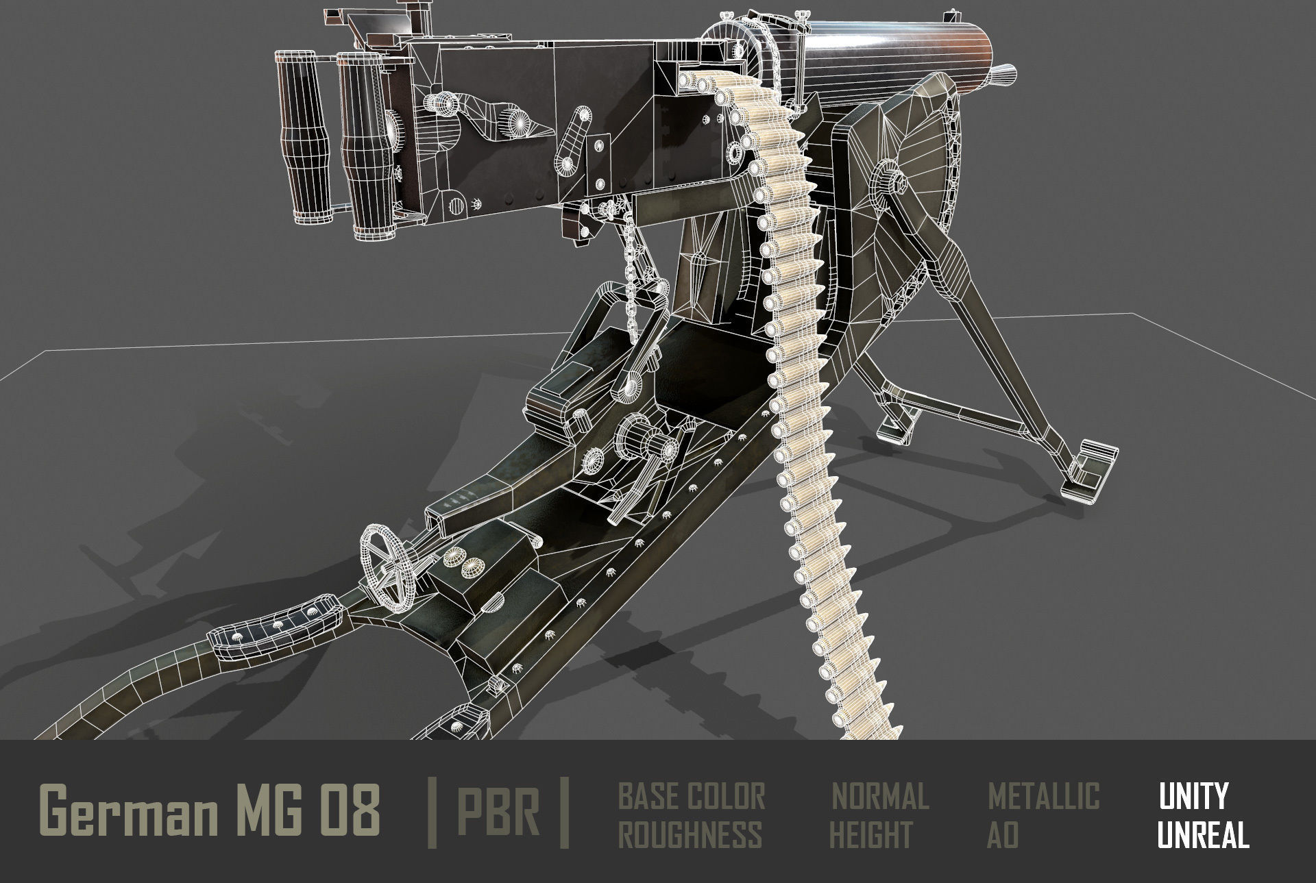 3D model German MG-08 Machine Gun VR / AR / low-poly | CGTrader